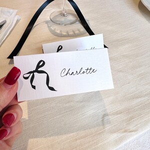 Black Bow Name Card - Etsy