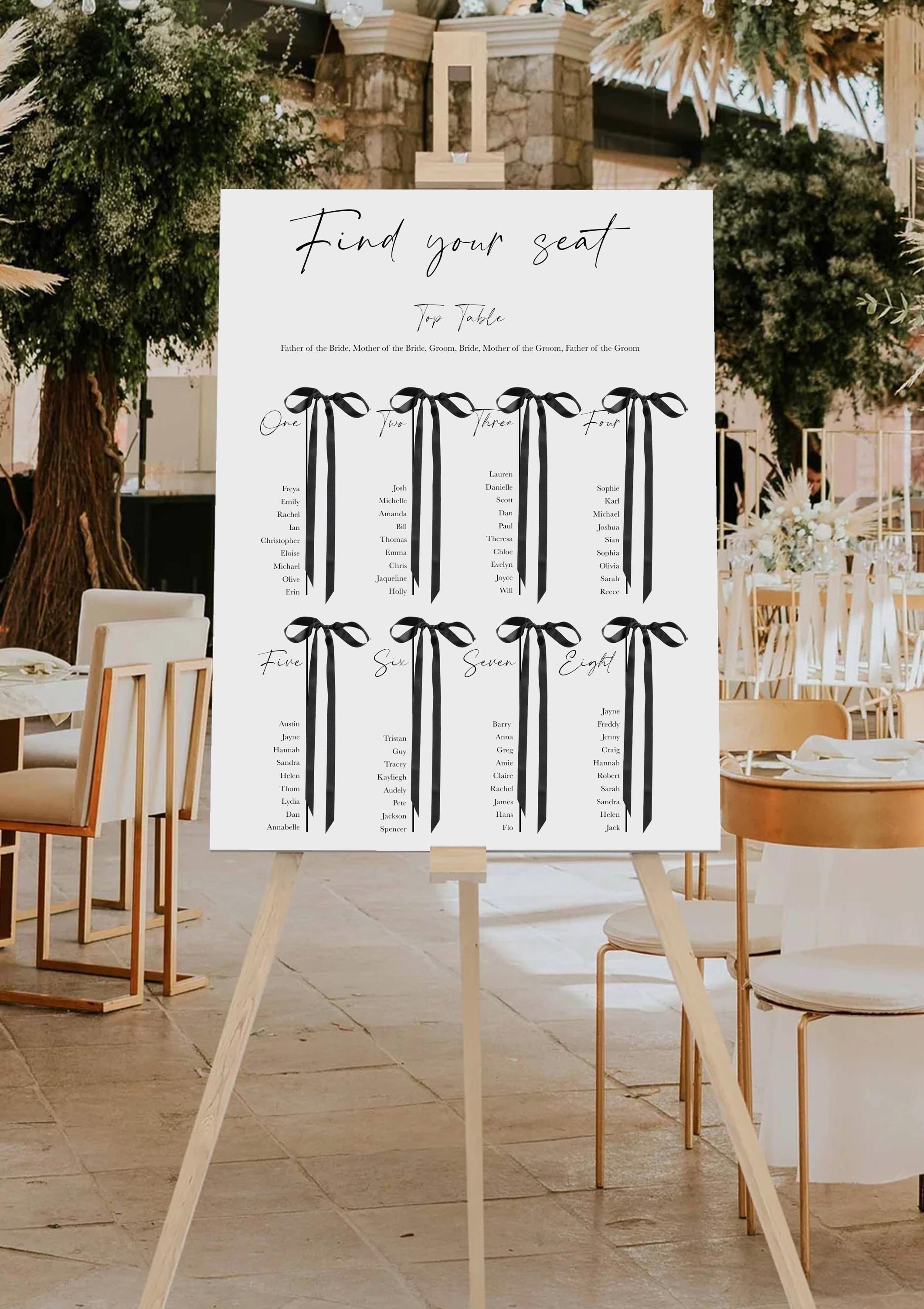 Mono Seating Chart With Bows - Etsy