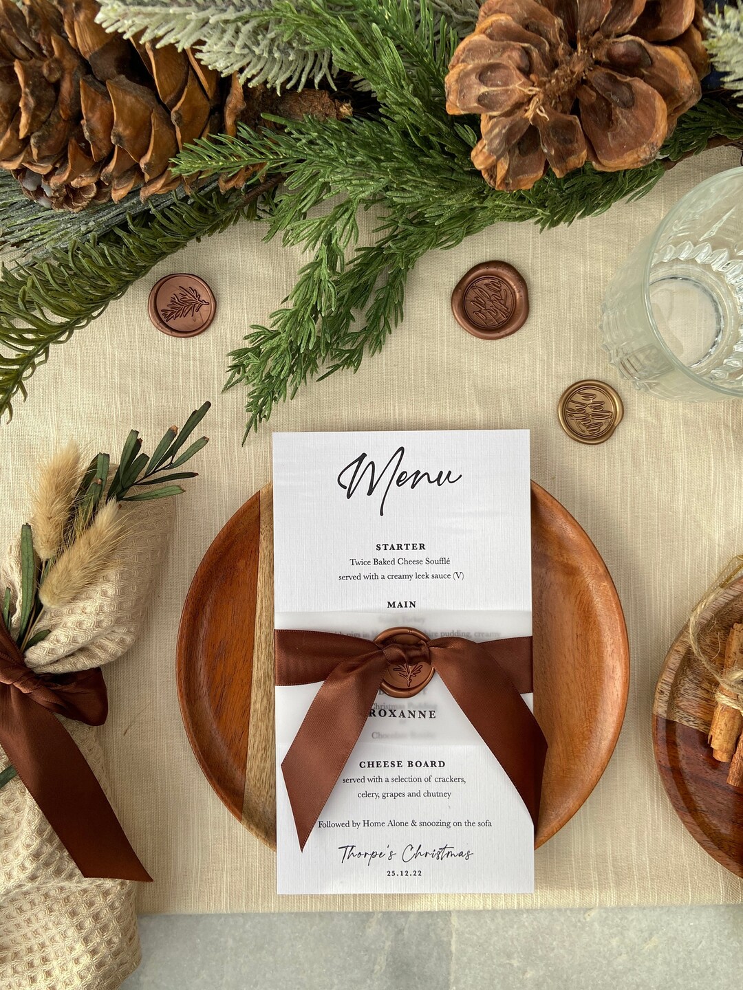 Menu With Copper Ribbon and Wax Seal - Etsy