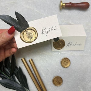 Olive Leaf and Gold Wax Name Place Cards - Etsy