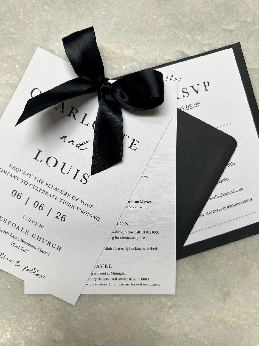 Black Bow Wedding Invitation - Etsy
