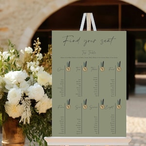 Sage Green Seating Chart With Dried Flowers - Etsy