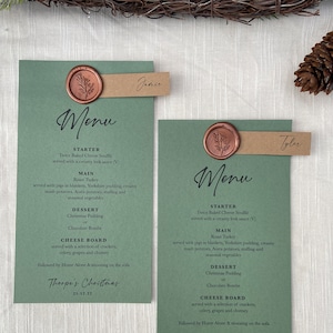 Menu With Wax Seal Stamp and Name Tag - Etsy