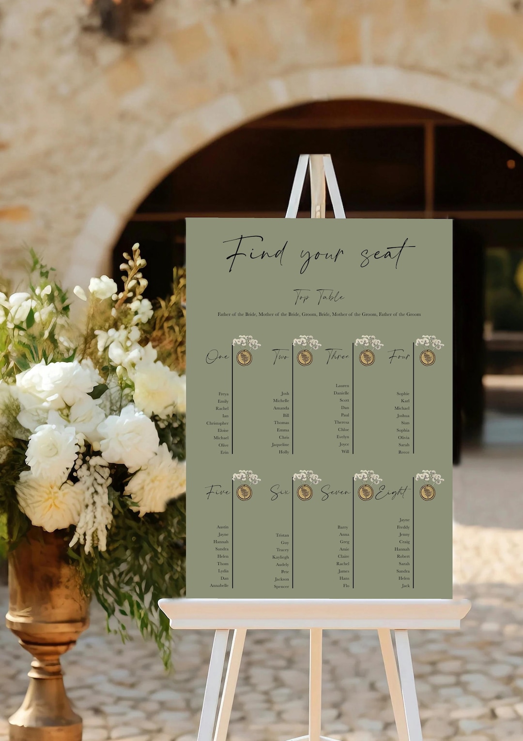 Sage Green Seating Chart With Dried Flowers - Etsy