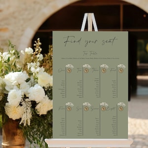 Sage Green Seating Chart With Dried Flowers - Etsy