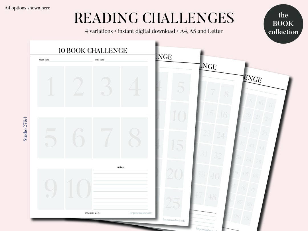 PRINTABLE Reading Challenge Tracker Book Challenge Reading - Etsy