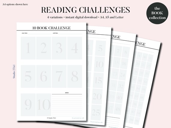 PRINTABLE Reading Challenge Tracker Book Challenge Reading | Etsy