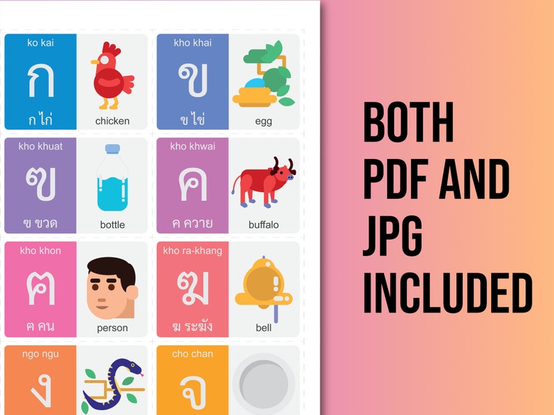 Printable Thai Flashcards, Thailand Script Consonants, Homeschool ...