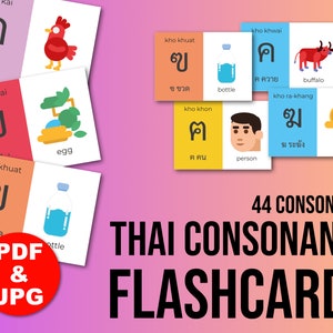 Printable Thai Flashcards, Thailand Script Consonants, Homeschool ...