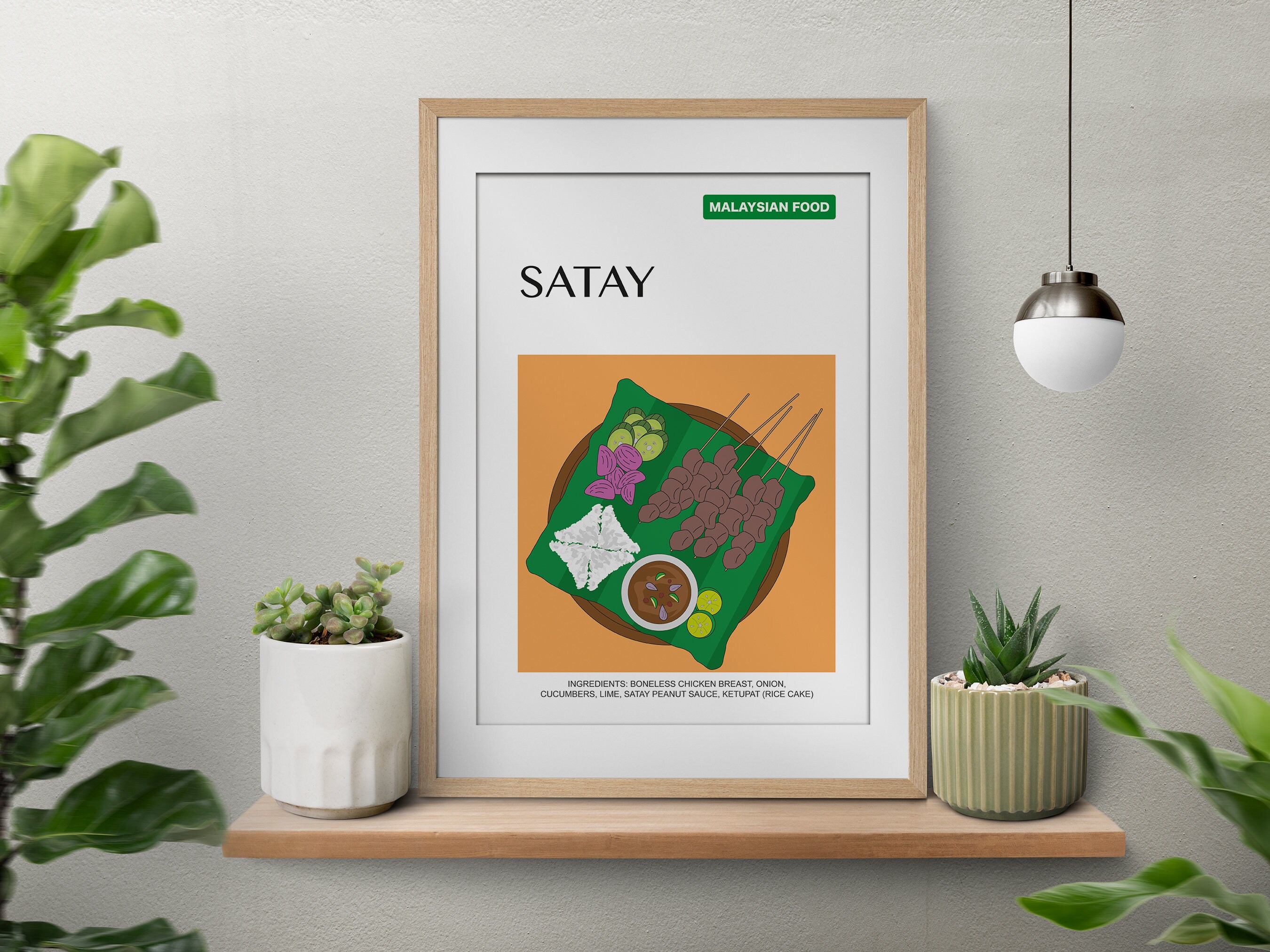 Satay, Malaysian Art Print, Satay, Malaysia Wall Art, Living Room Wall ...
