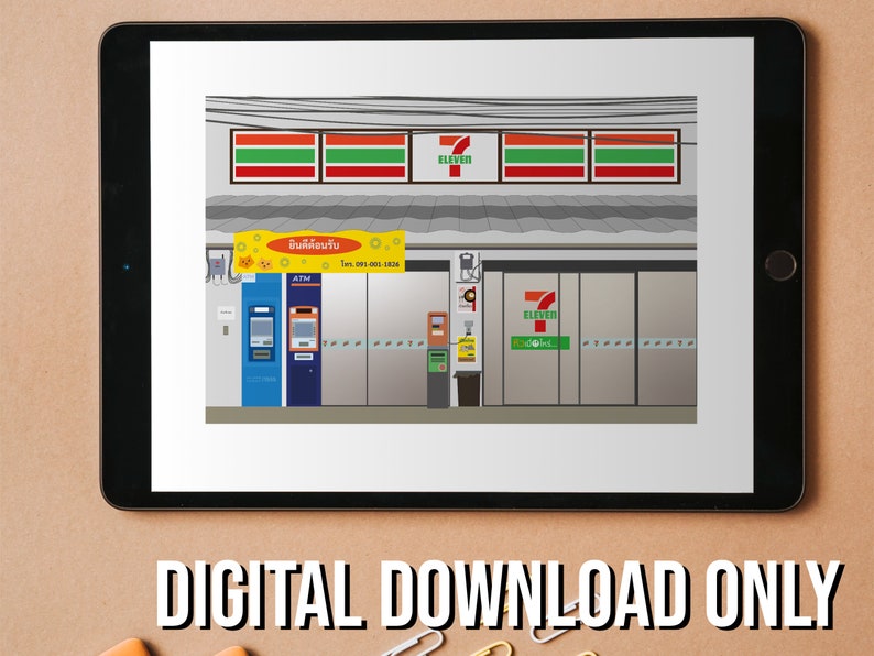 Bangkok 7-eleven Art Print: Thailand Convenience Storefront (digital ...