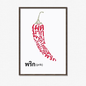 Thai Chili Word Art Print: Minimalist Kitchen Decor (digital Download ...