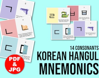 Printable Hangul Korean Alphabet Chart Poster Guide Grid Letters ...