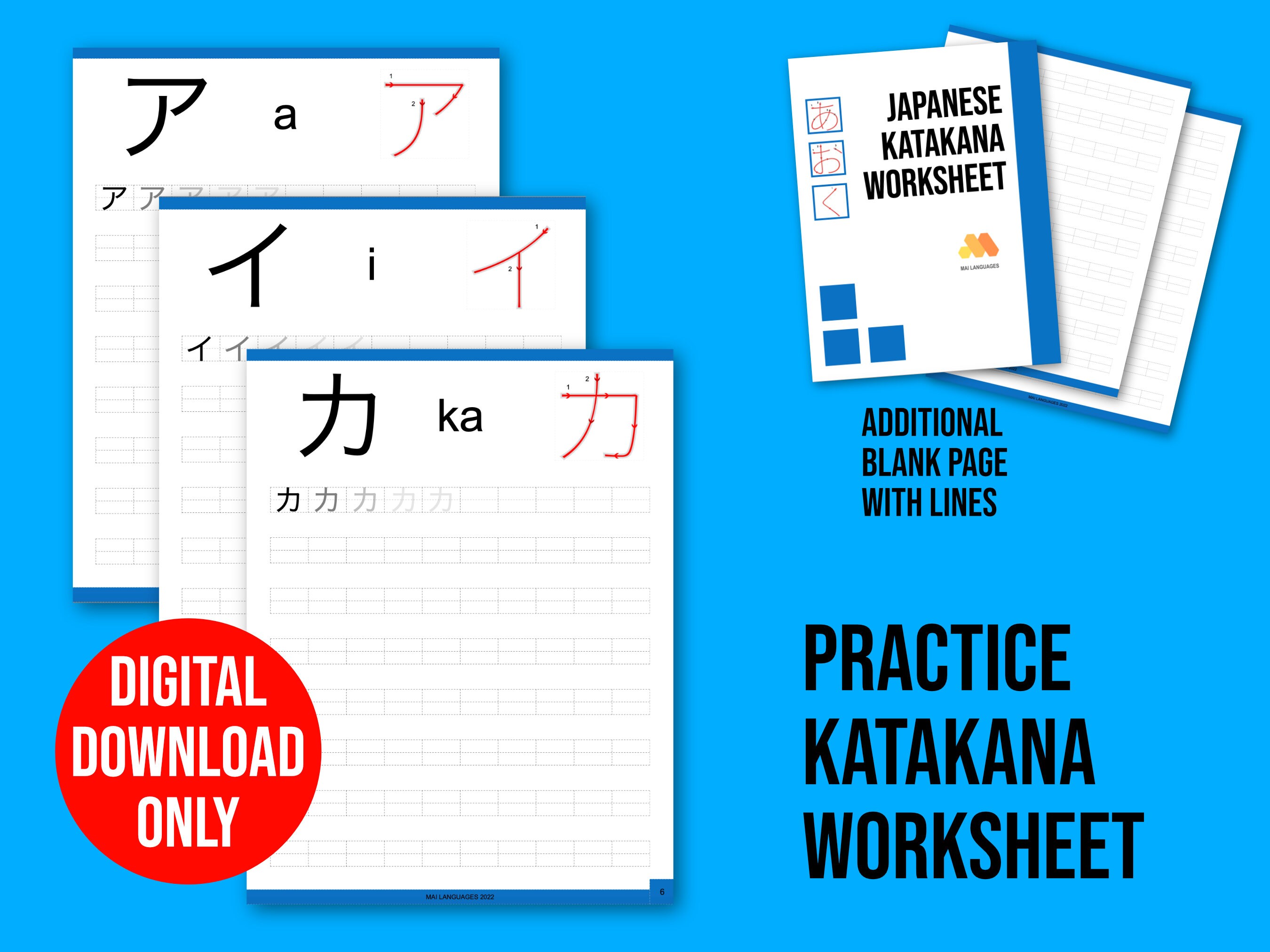 Printable Japanese Katakana Worksheet, Learn Japanese Language ...