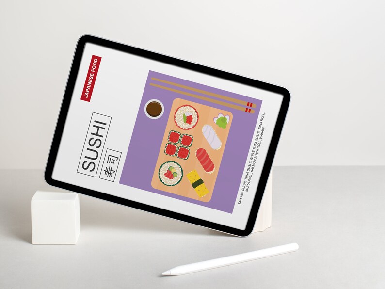 Sushi Art Print: Minimalist Japanese Food Poster (digital Download) - Etsy