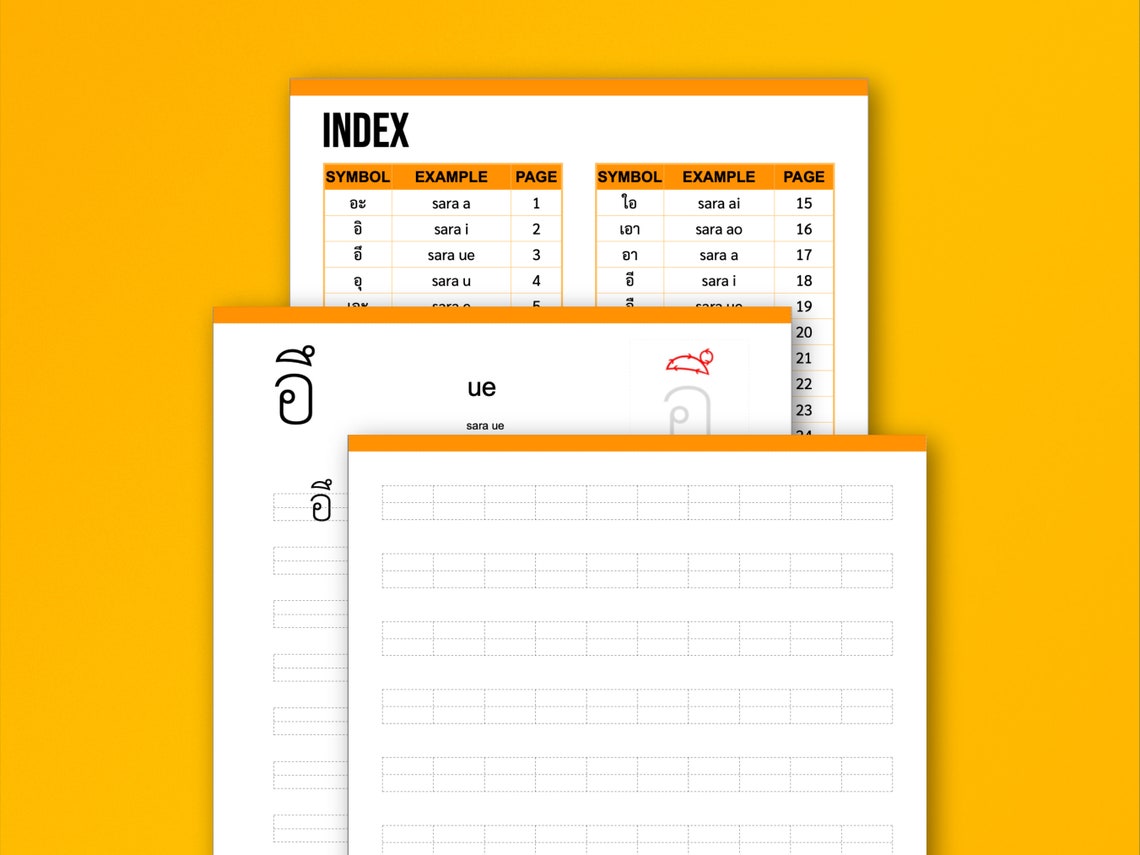 Thai Alphabets, Thai Vowels Practice Worksheet Printable, Workbook ...