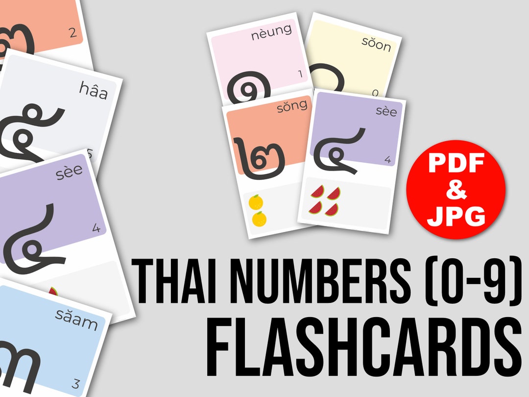 Digital Thai Flashcards Numbers 0-9, Thai Homeschool Printable ...