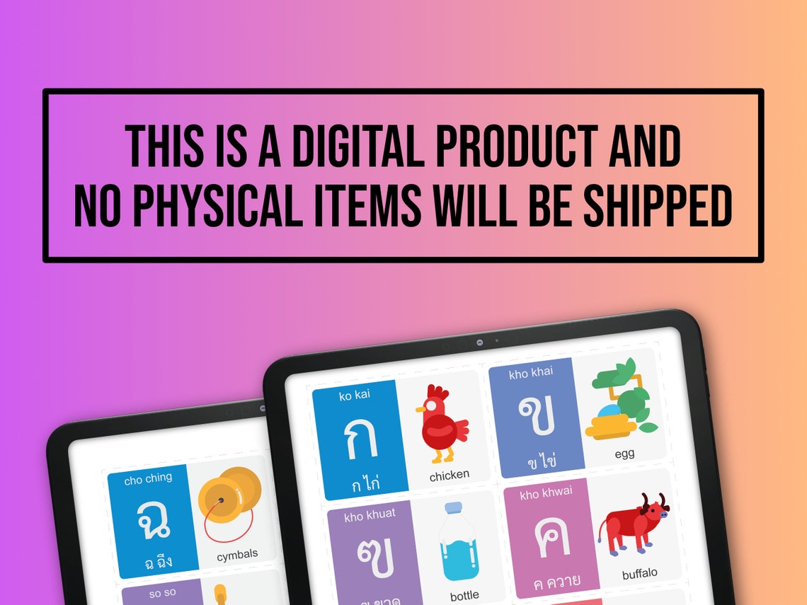 Printable Thai Flashcards Thailand Script Consonants - Etsy