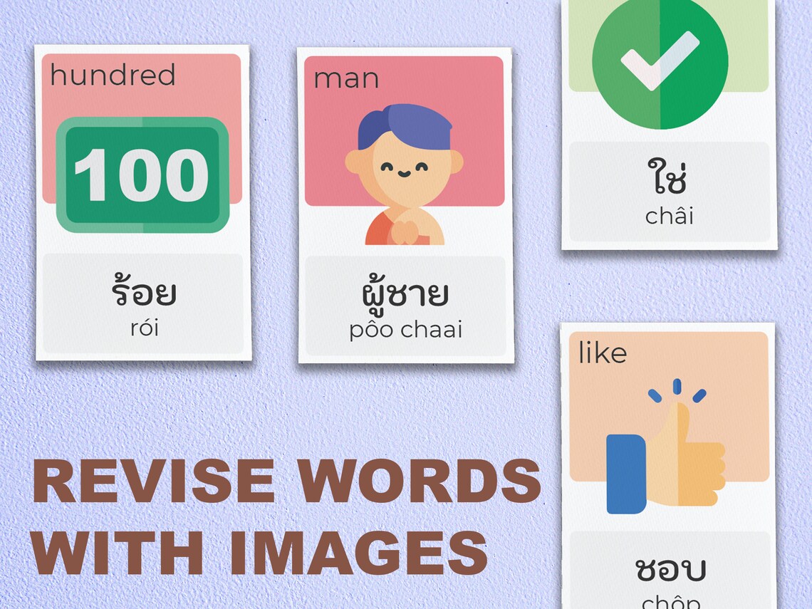Thai Printable Three-parts Flashcards, Foundation Basics Set, Thai ...