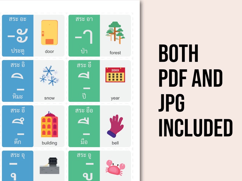 Printable Thai Flashcards: Vowels & Tone Markers (digital Download) - Etsy