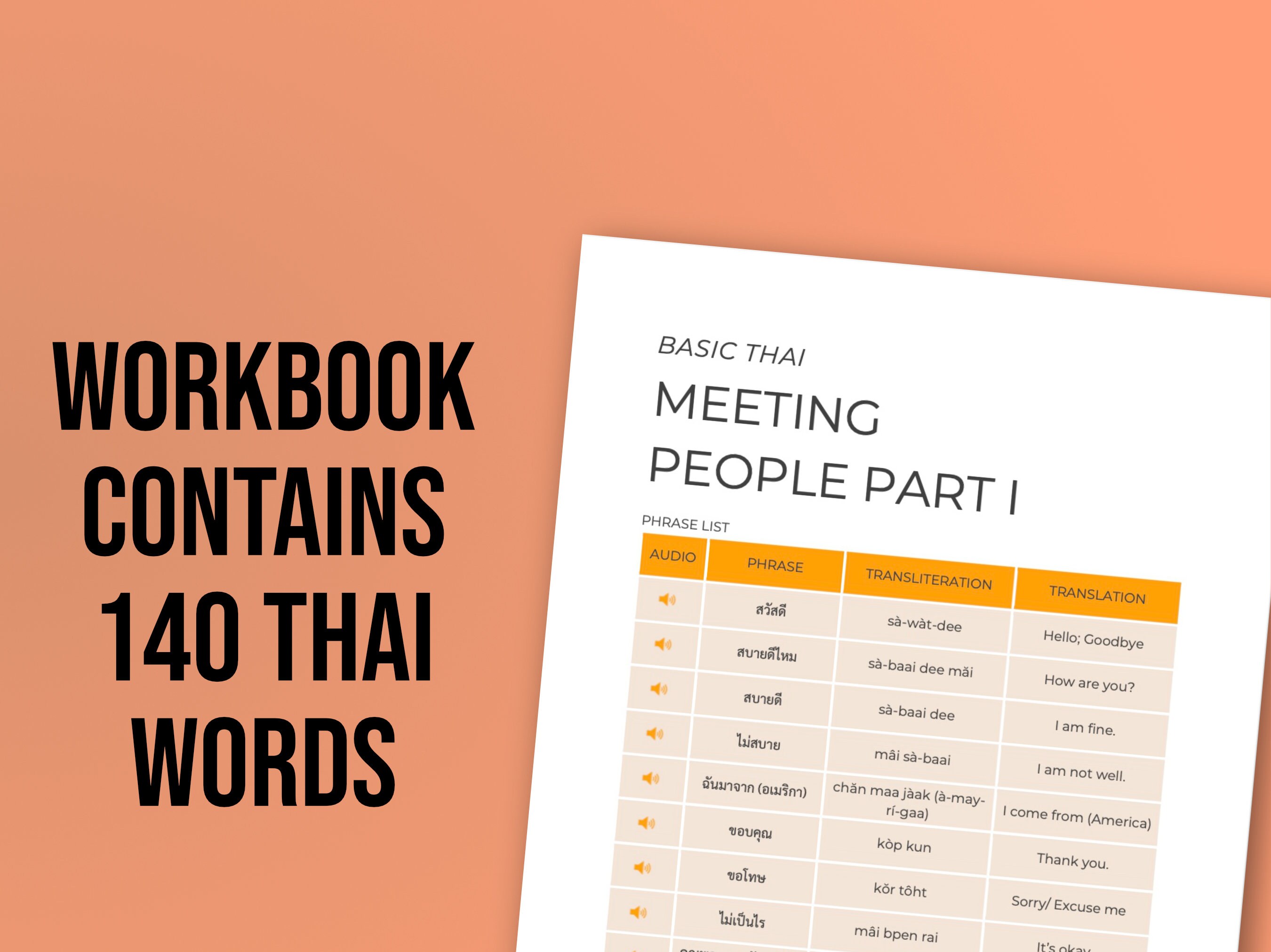 Learn Thai: Basic Thai Phrases, Volume 1 (downloadable PDF) - Etsy