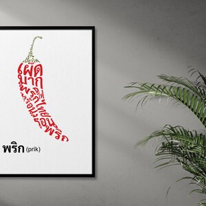 Thai Chili Word Art Print: Minimalist Kitchen Decor (digital Download ...