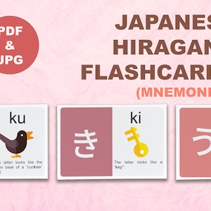 Digital Japanese Flashcards Hiragana Mnemonics 46 Hiragana - Etsy