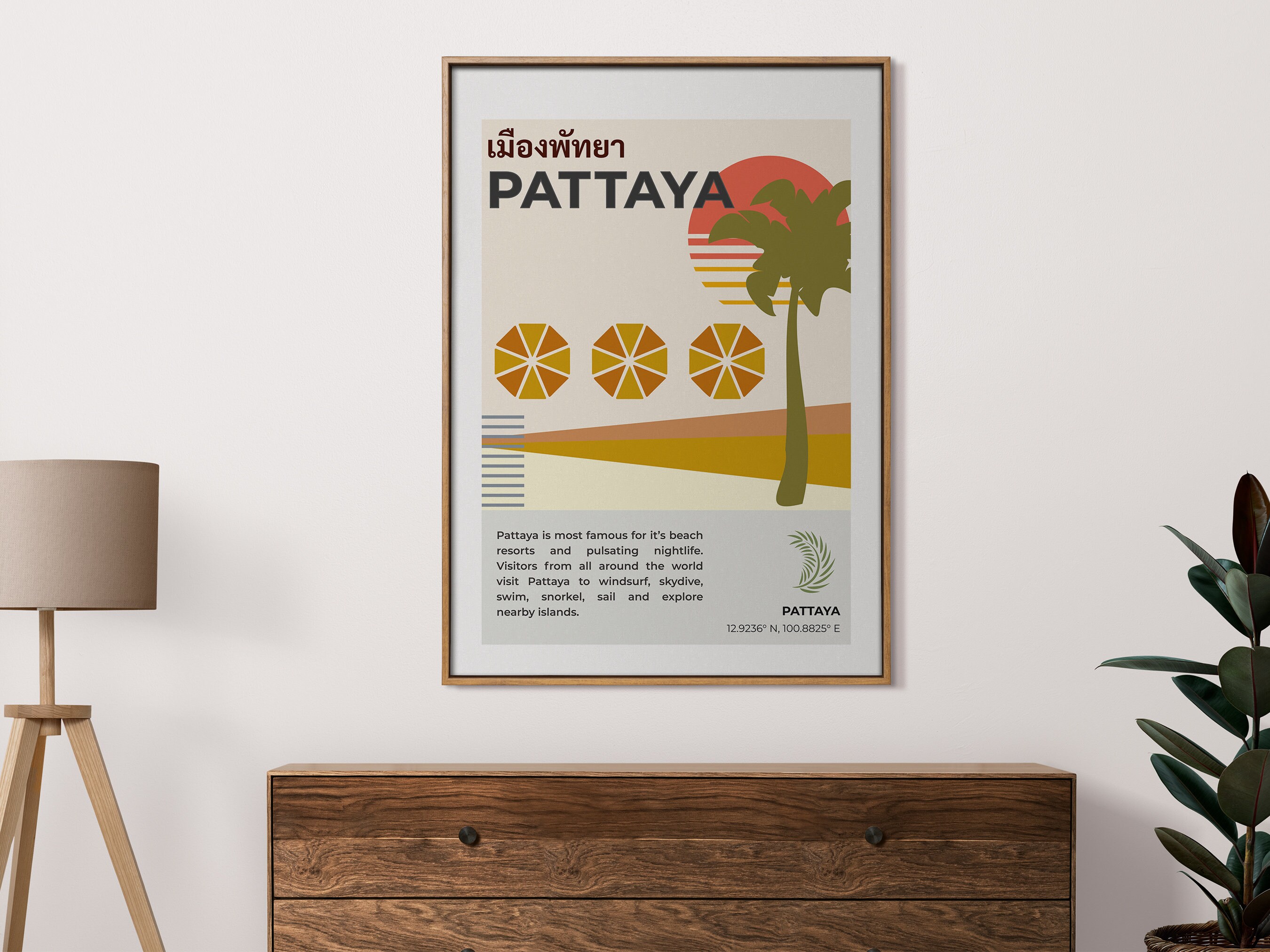 Printable Retro Pattaya Poster Wall Art Print Living Room - Etsy