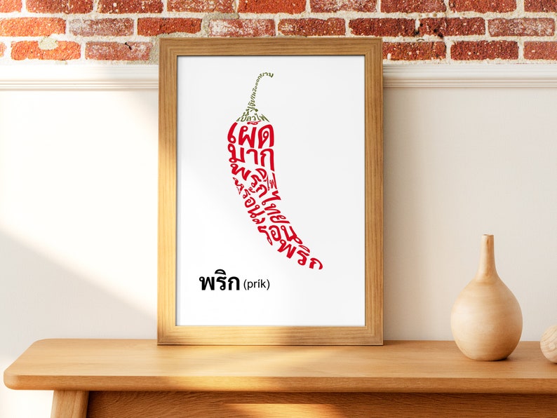 Thai Chili Word Art Print: Minimalist Kitchen Decor (digital Download ...