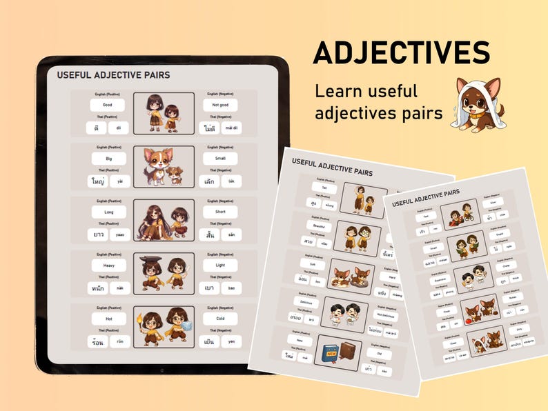Beginner Thai Printable Digital Workbook - Learn Thai Script, Verbs ...
