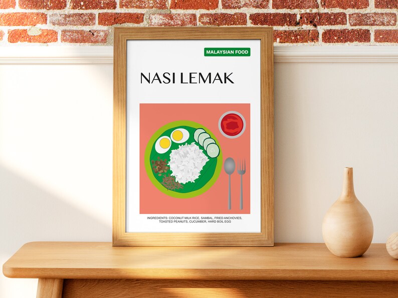 Printable Malaysian Nasi Lemak Art Print Malaysia Wall Art - Etsy