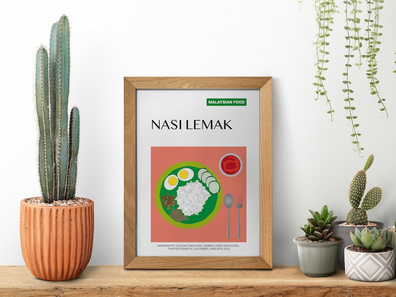 Printable Malaysian Nasi Lemak Art Print Malaysia Wall Art - Etsy