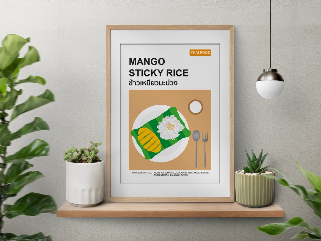 Mango Sticky Rice, Thailand Art Print, Thai Decor, Food Poster, Mango ...