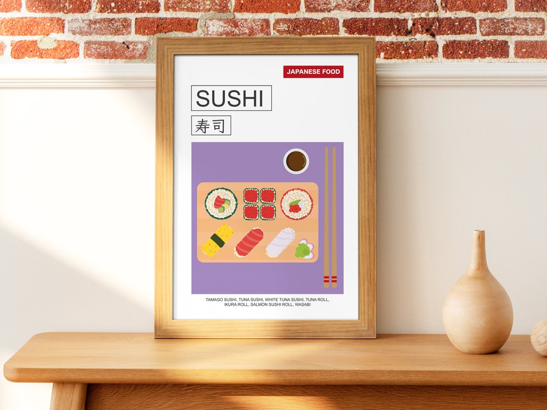 Sushi Art Print: Minimalist Japanese Food Poster (digital Download) - Etsy