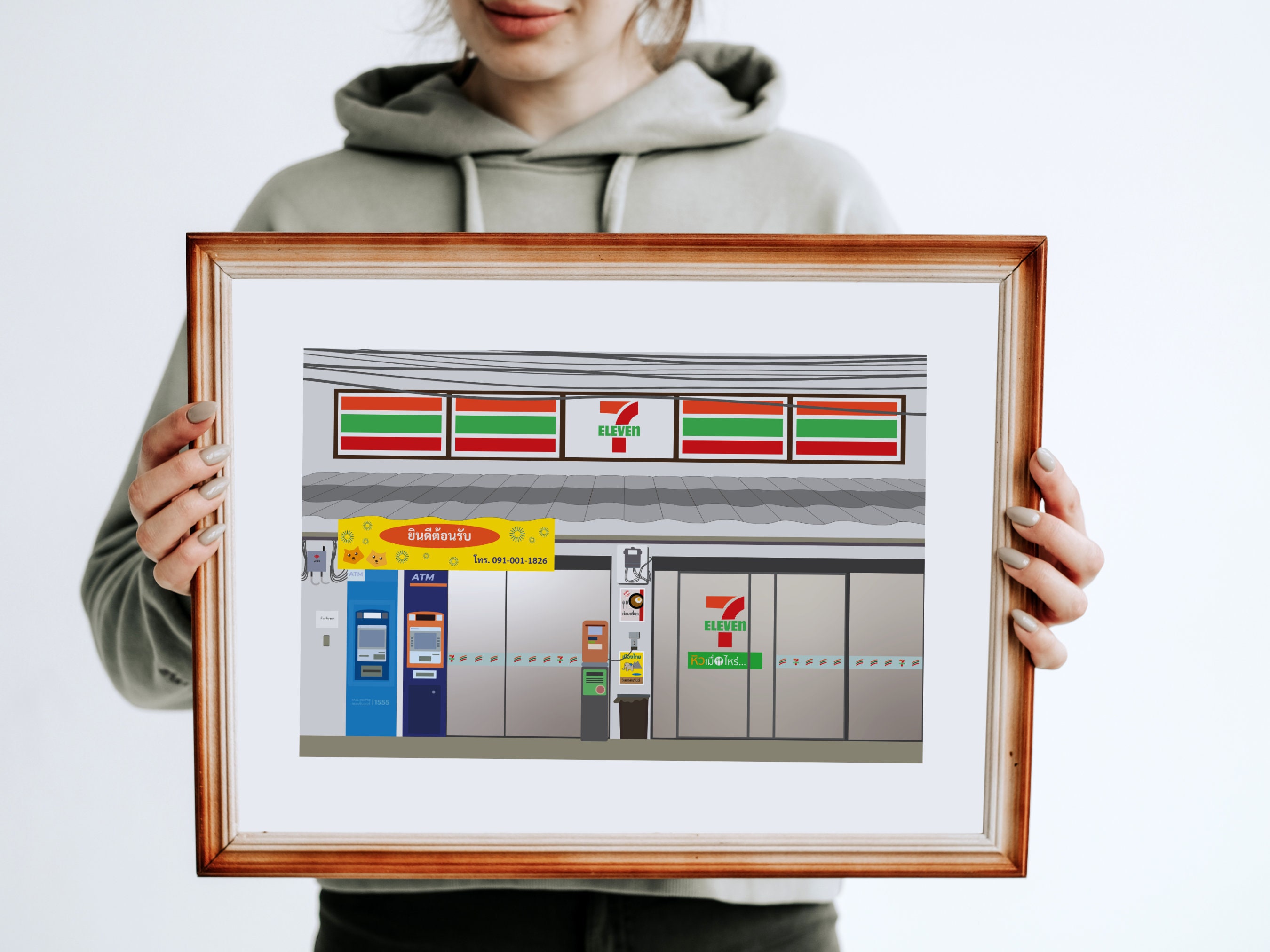 Thai Convenience Store Storefront Art Print, Thailand 7-eleven Wall Art ...