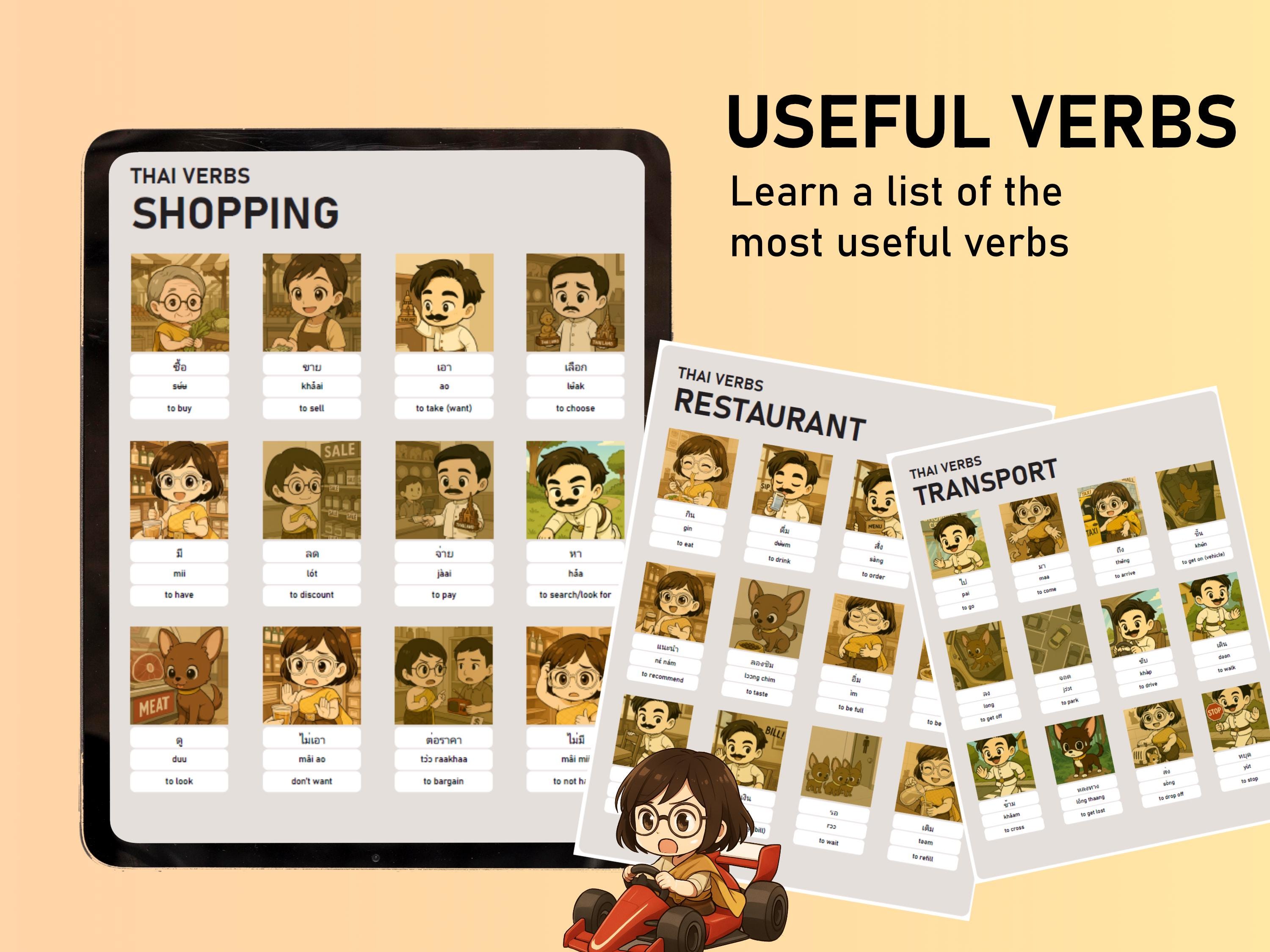 Beginner Thai Printable Digital Workbook - Learn Thai Script, Verbs ...