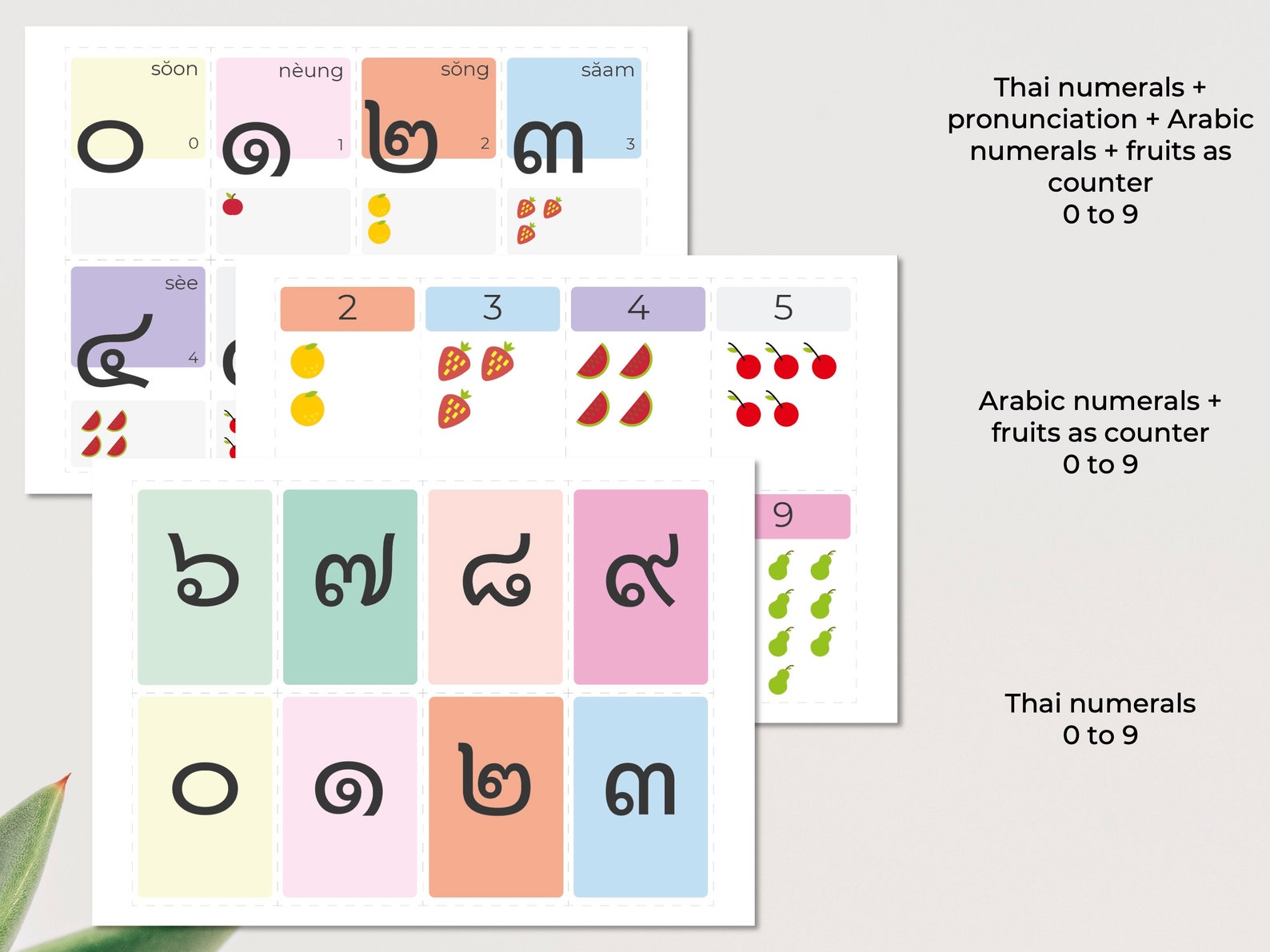 Digital Thai Flashcards Numbers 0-9, Thai Homeschool Printable ...