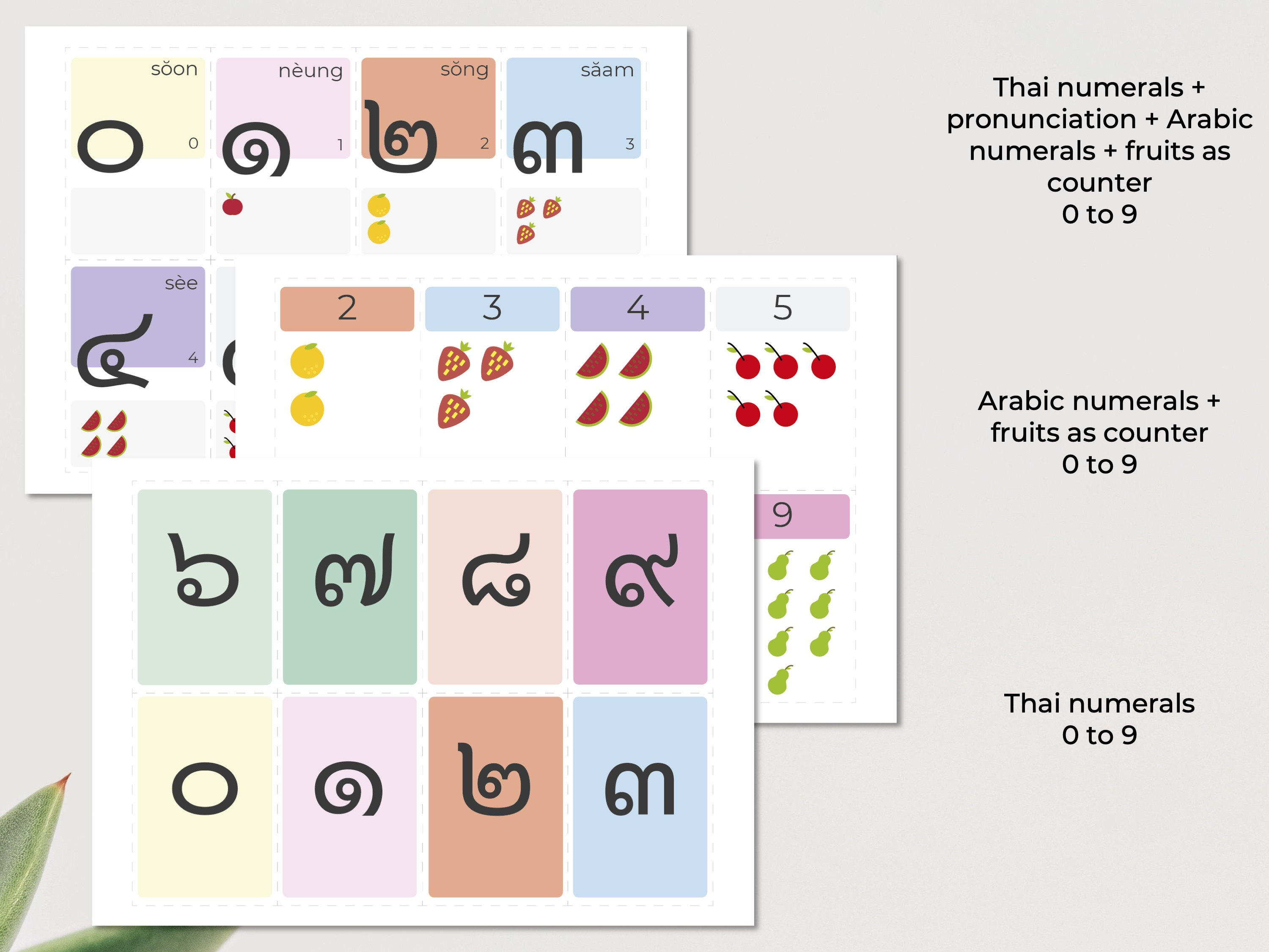 Digital Thai Flashcards Numbers 0-9, Thai Homeschool Printable ...