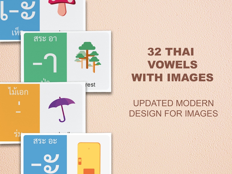 Printable Thai Flashcards Vowels, Tone Markers, Thai Homeschool ...