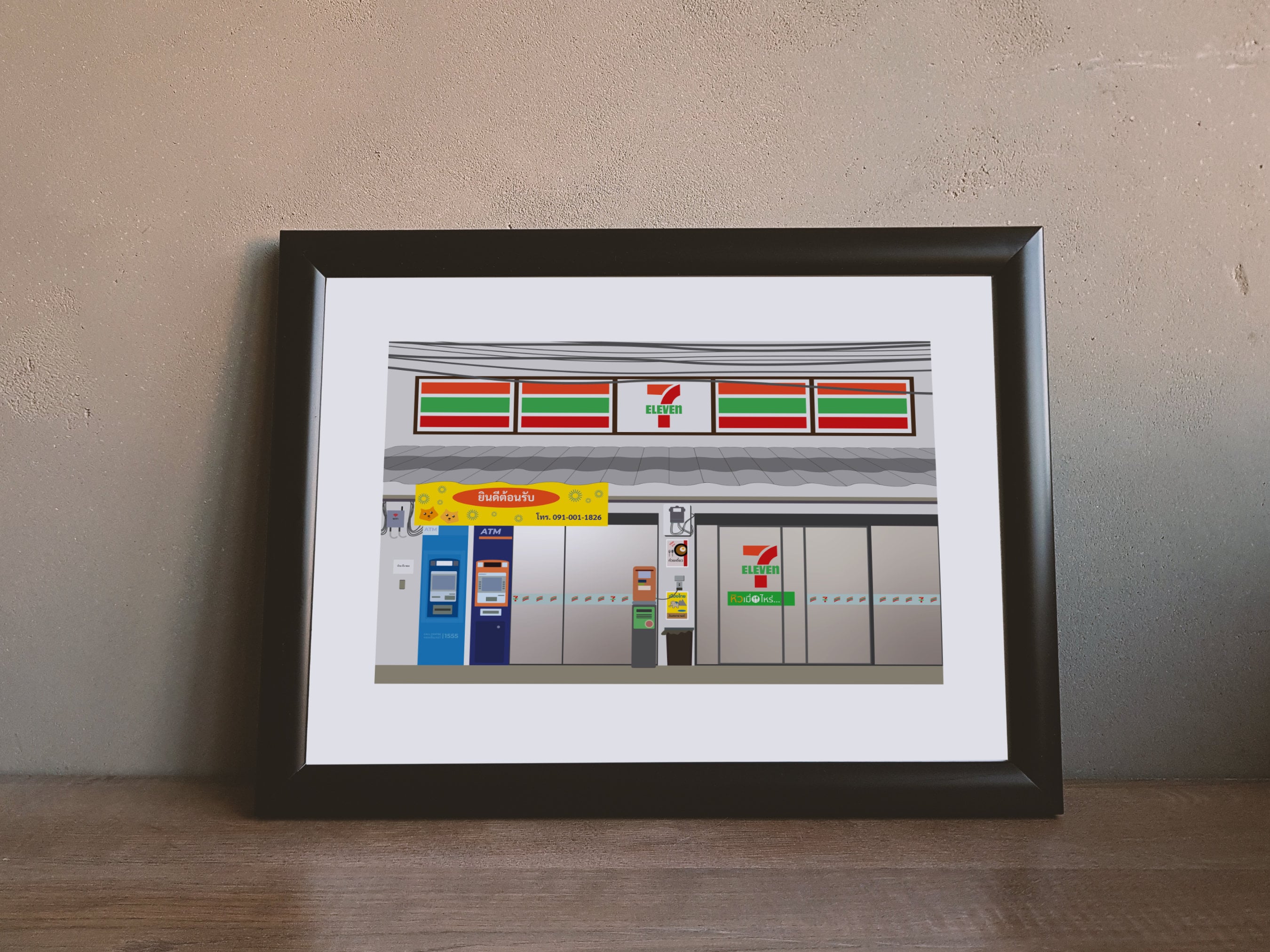 Thai Convenience Store Storefront Art Print, Thailand 7-eleven Wall Art ...