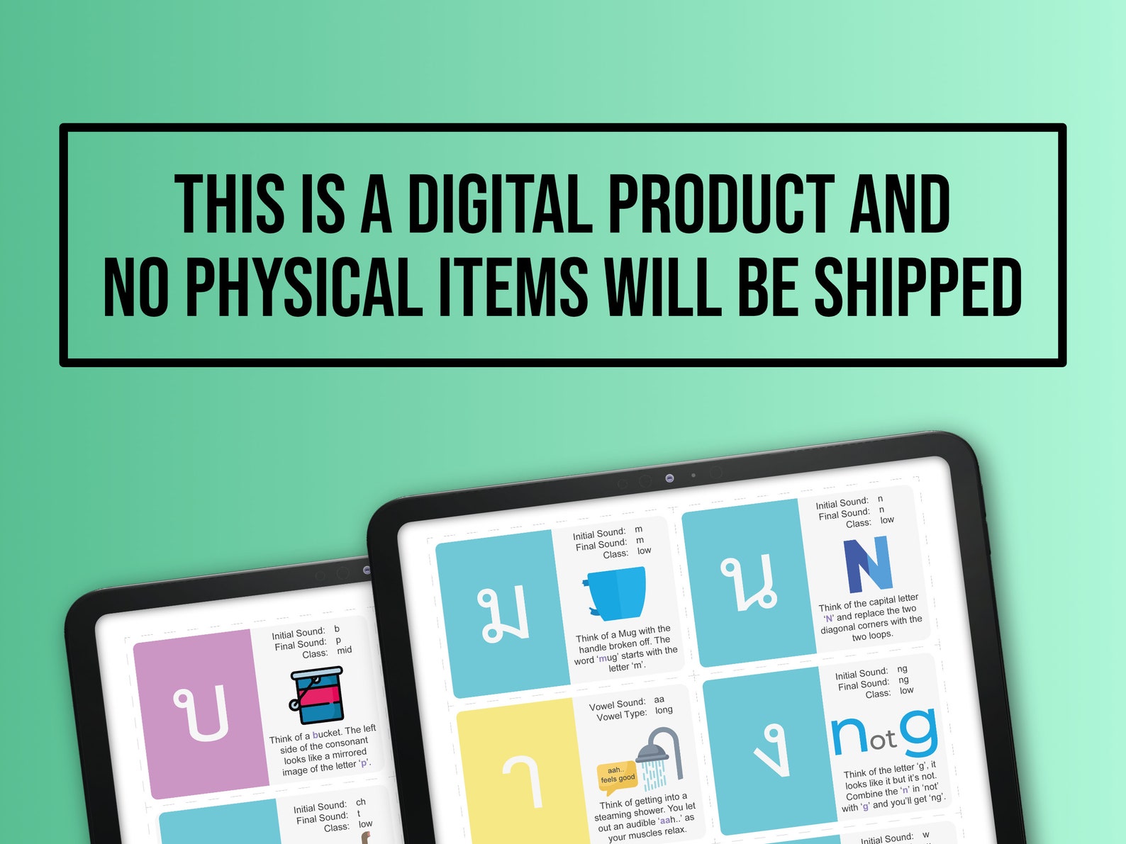 Digital Thai Flashcards Consonants and Vowels Mnemonics, Memorise Thai ...