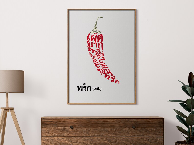 Thai Chili Word Art Print: Minimalist Kitchen Decor (digital Download ...