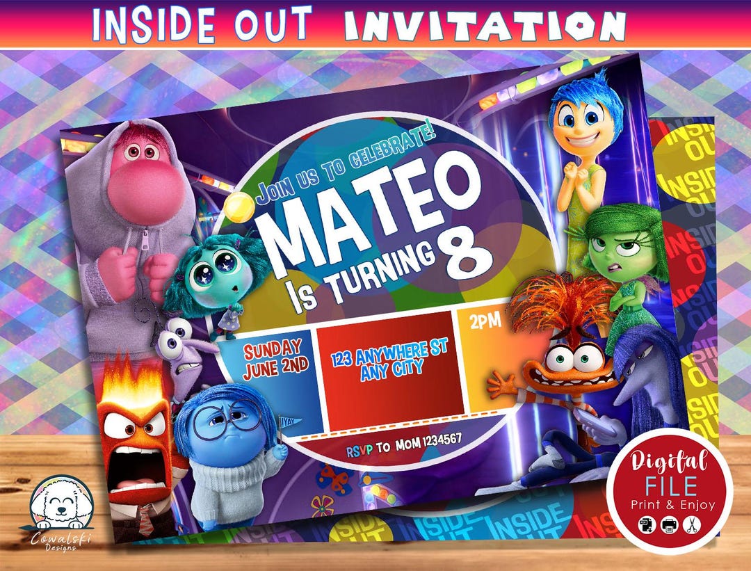 Inside Out Digital Invitation, Inside Out Digital Invitation Birthday ...