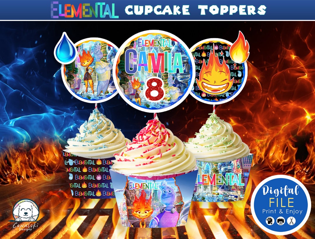 Elemental Cupcake Toppers, Elemental Cupcake Decoration, Elemental ...