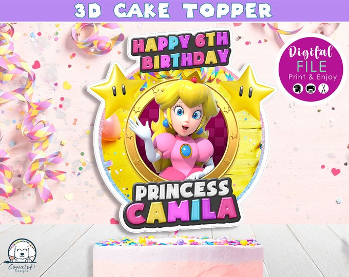 Princess Peach Cake Topper, Super Mario Princess Cake Topper, Shaker ...