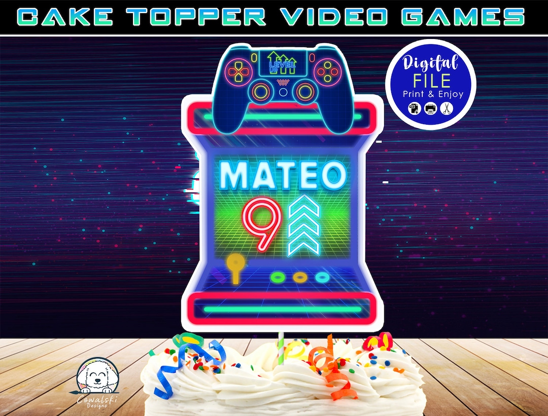 Level up Cake Topper, Gaming Cake Topper, Birthday Party, Gaming ...