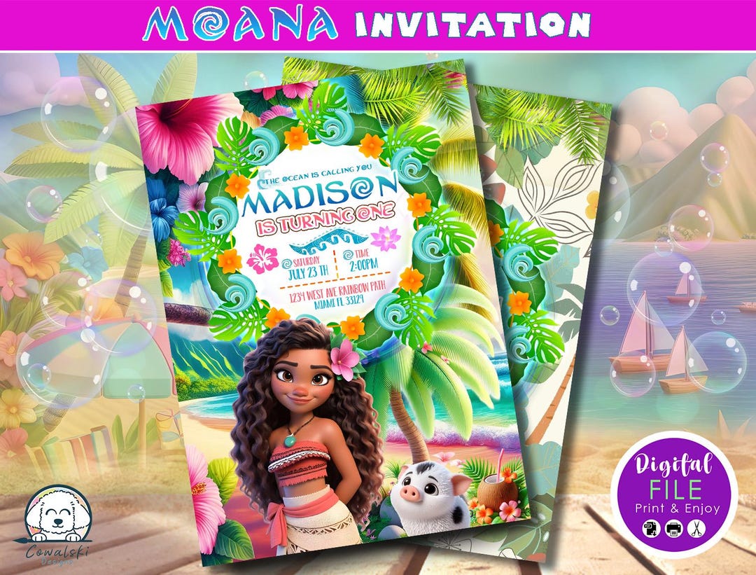Moana Birthday Invitation, Girl or Boy Moana Party (digital Download ...
