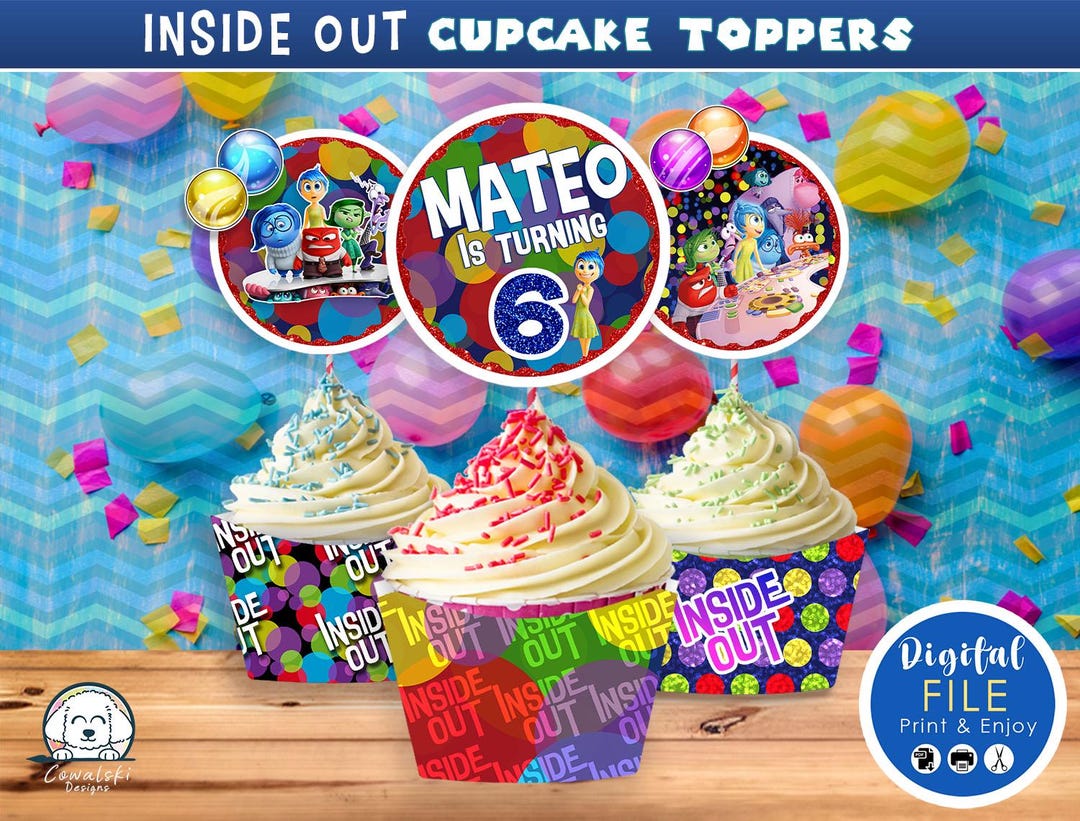 Inside Out Cupcake Toppers, Inside Out Decoration, Cupcake Toppers ...