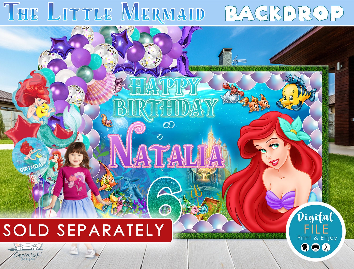 Little Mermaid Personalized Birthday Backdrop Little Mermaid - Etsy