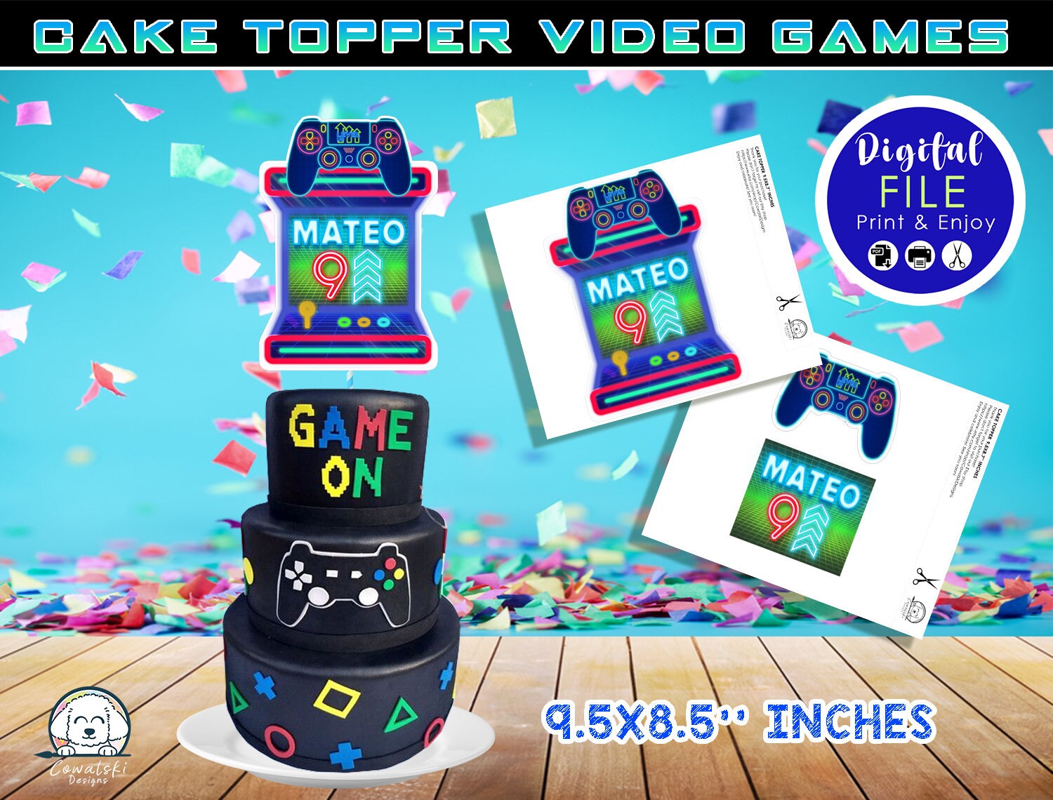 Level up Cake Topper, Gaming Cake Topper, Birthday Party, Gaming ...